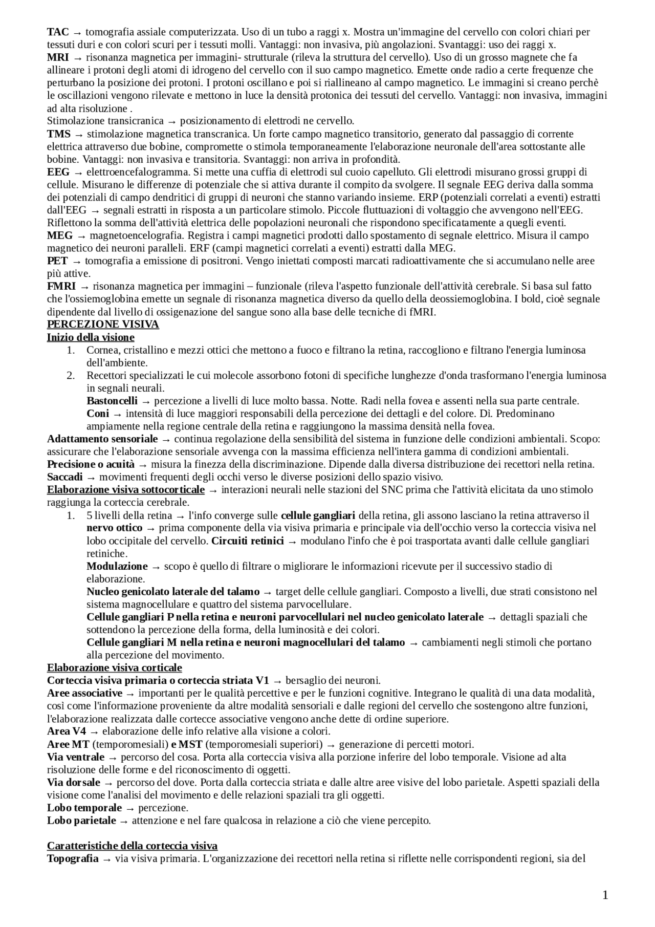 Riassunto Neuroscienze Cognitive Docsity