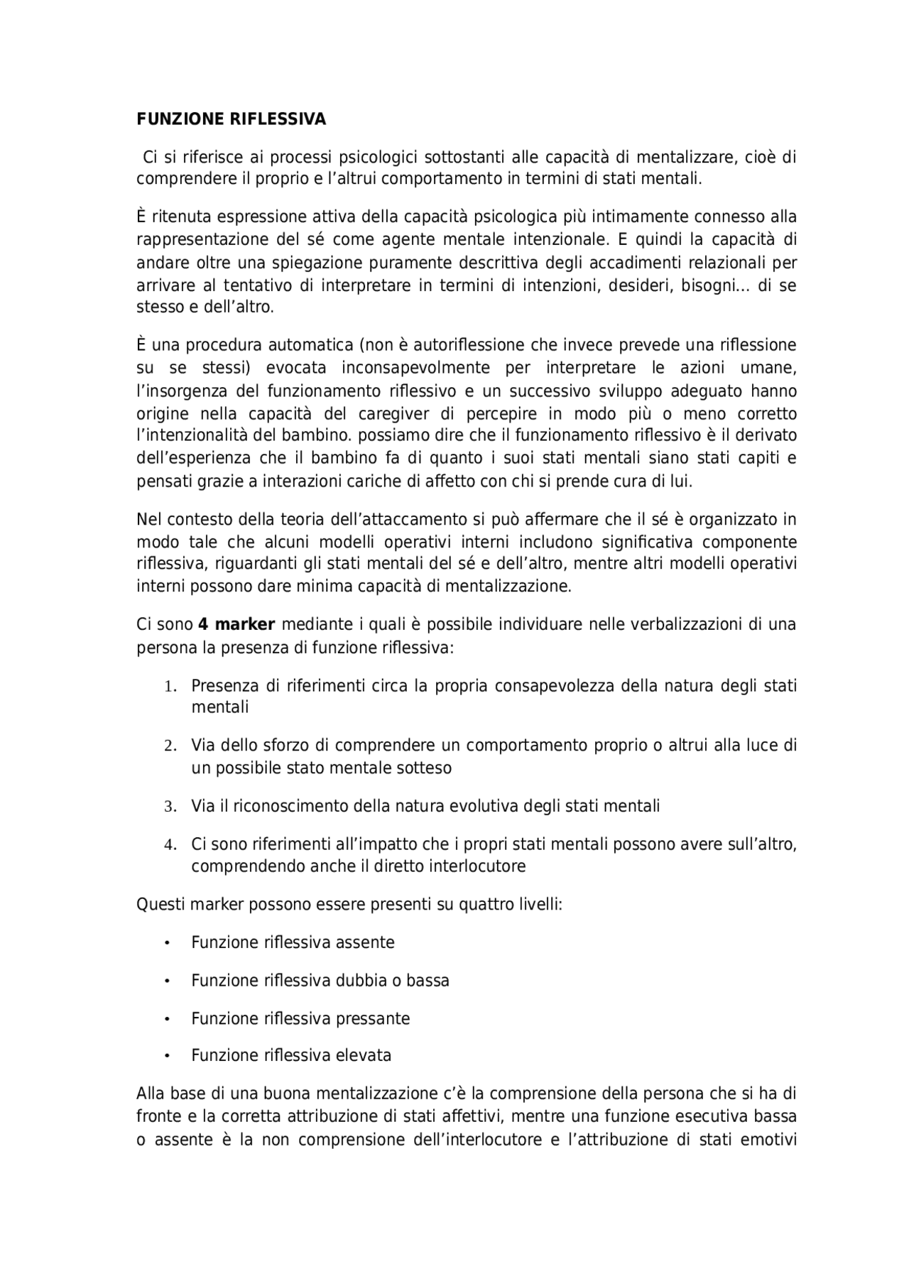 Funzione Riflessiva Fr Appunti Di Psicologia Generale Docsity