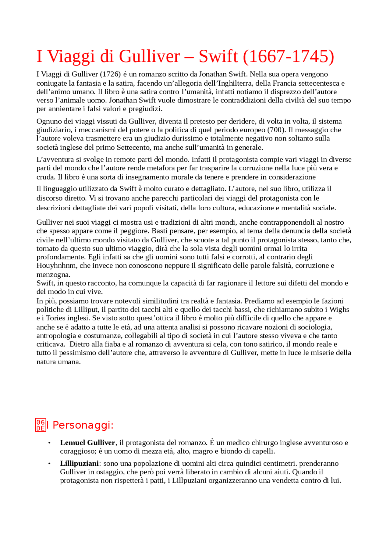 I Viaggi Di Gulliver Docsity