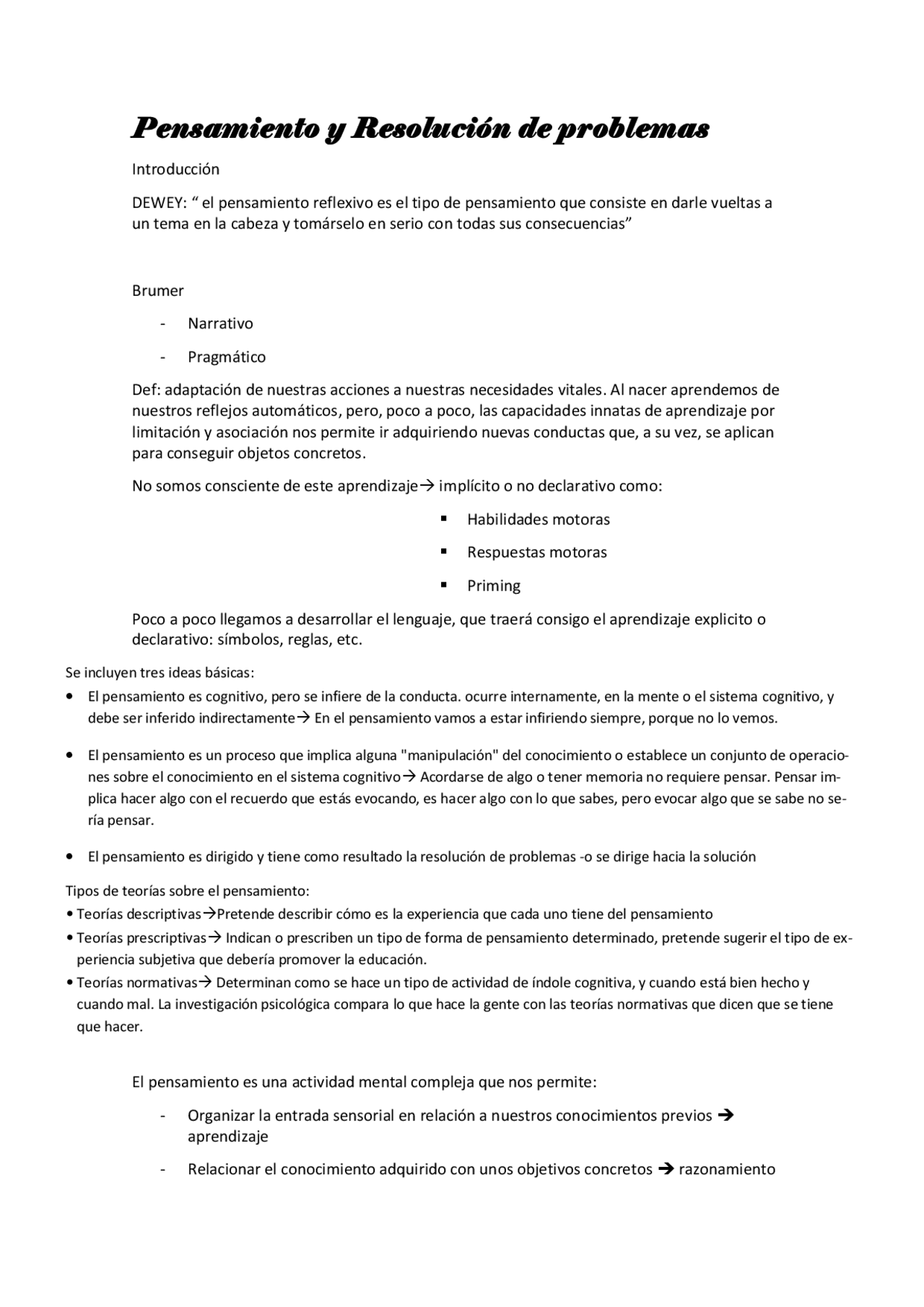 Pensamiento y resolución de problemas - Docsity