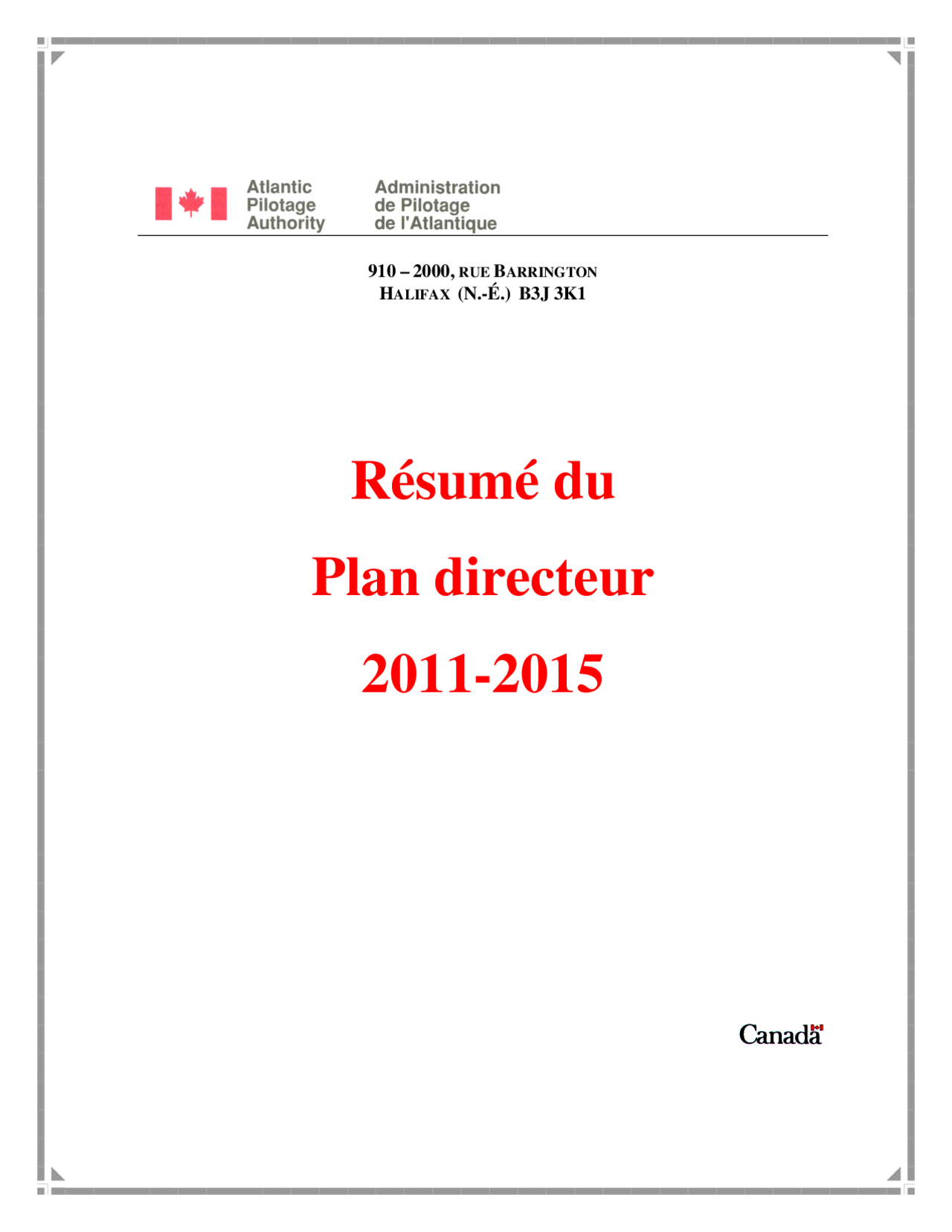 Résumé du plan directeur 2011-2015 - Docsity