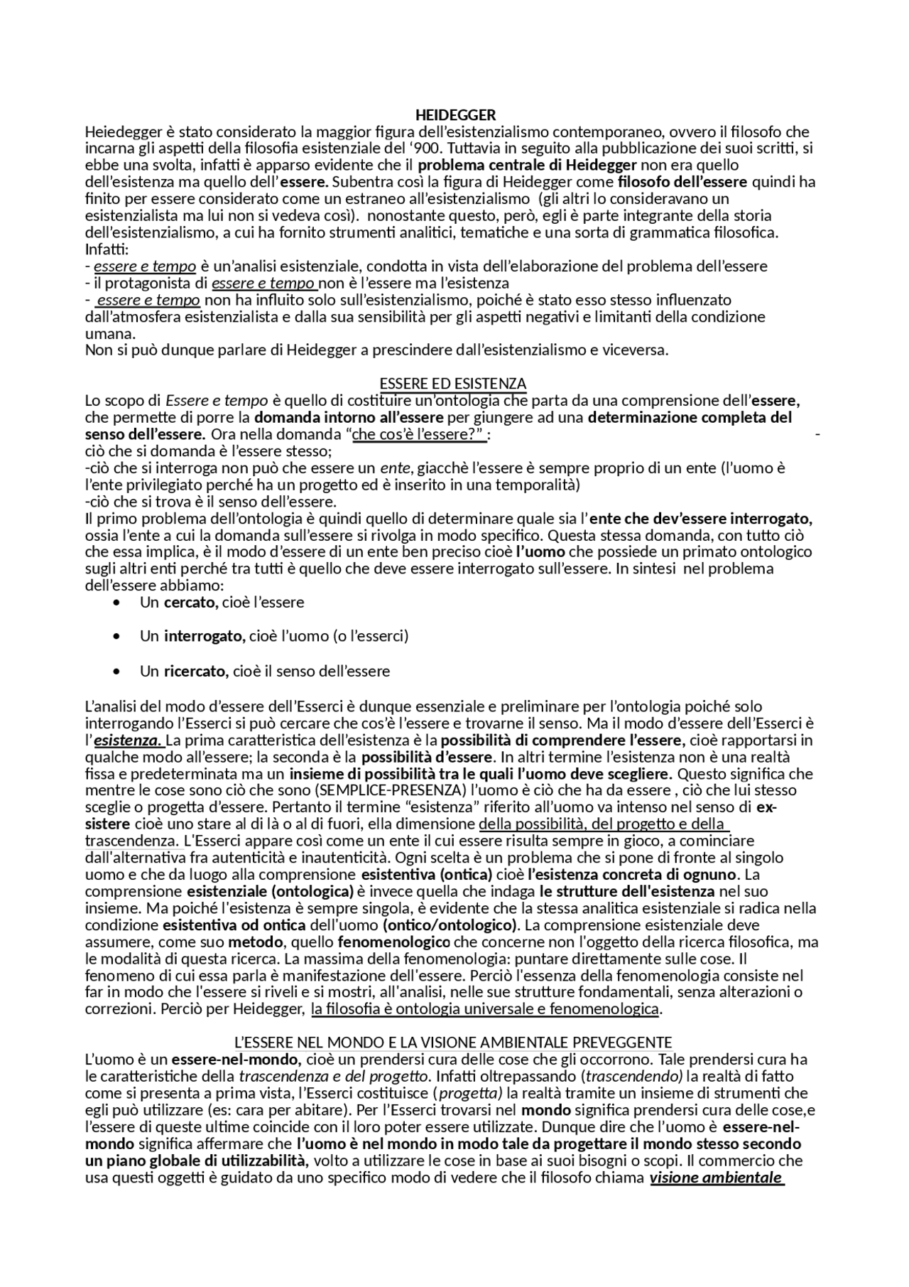 Vita Opere Pensiero Di Heidegger Docsity