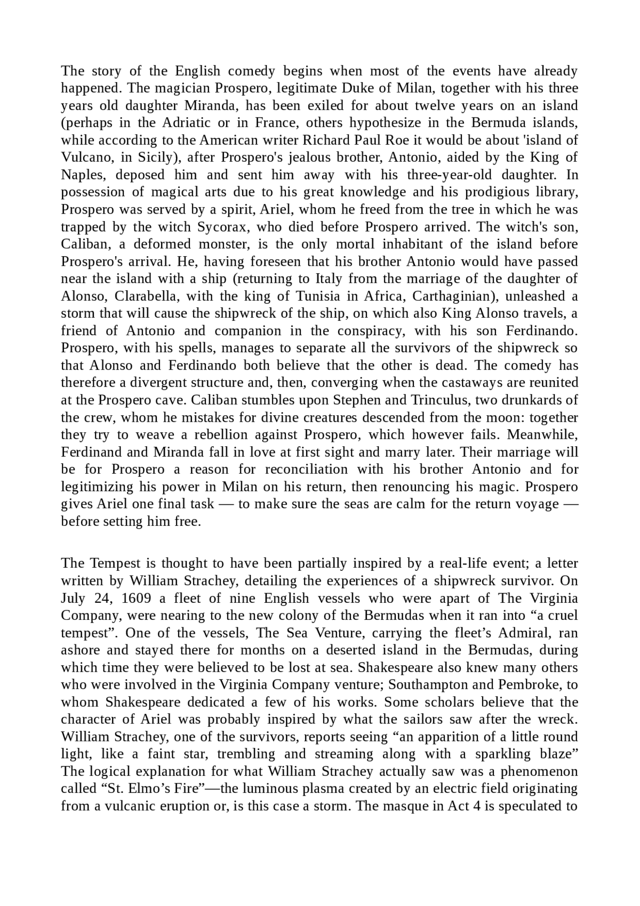 The Tempest William Shakespeare Docsity