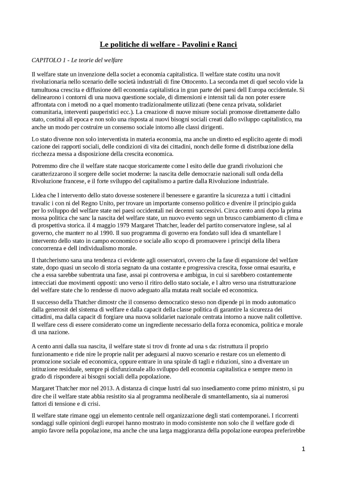 Le Politiche Di Welfare Ranci E Pavolini Docsity