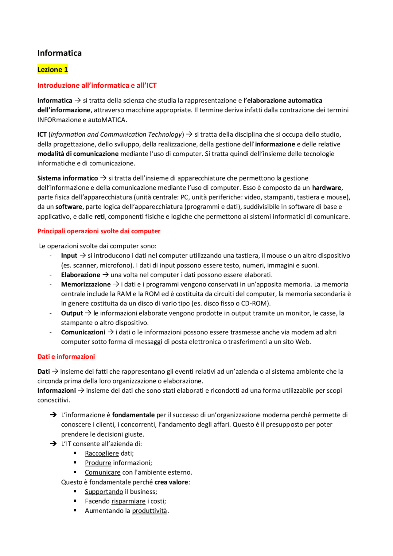 Informatica Corso Progredito Maccaferri Docsity
