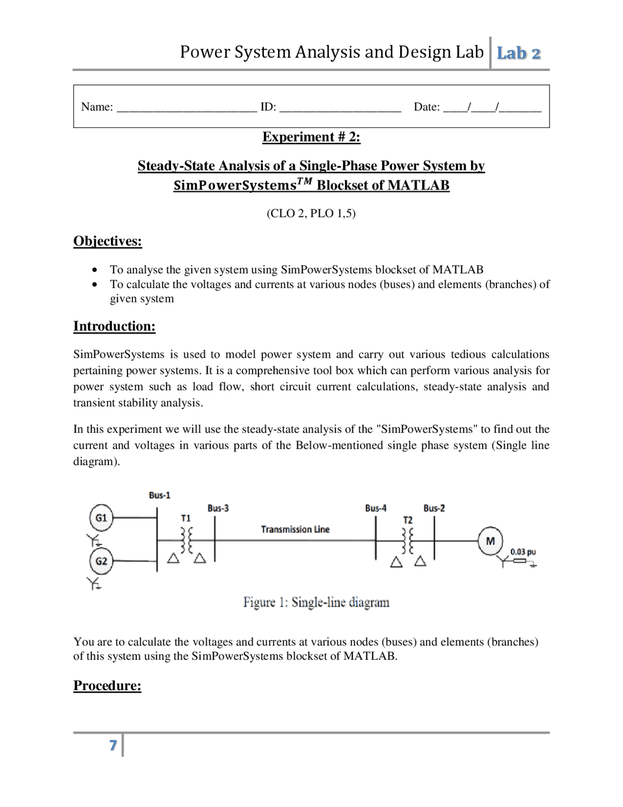 Power System Analysis Lab Manual | Study notes Power Distribution and ...