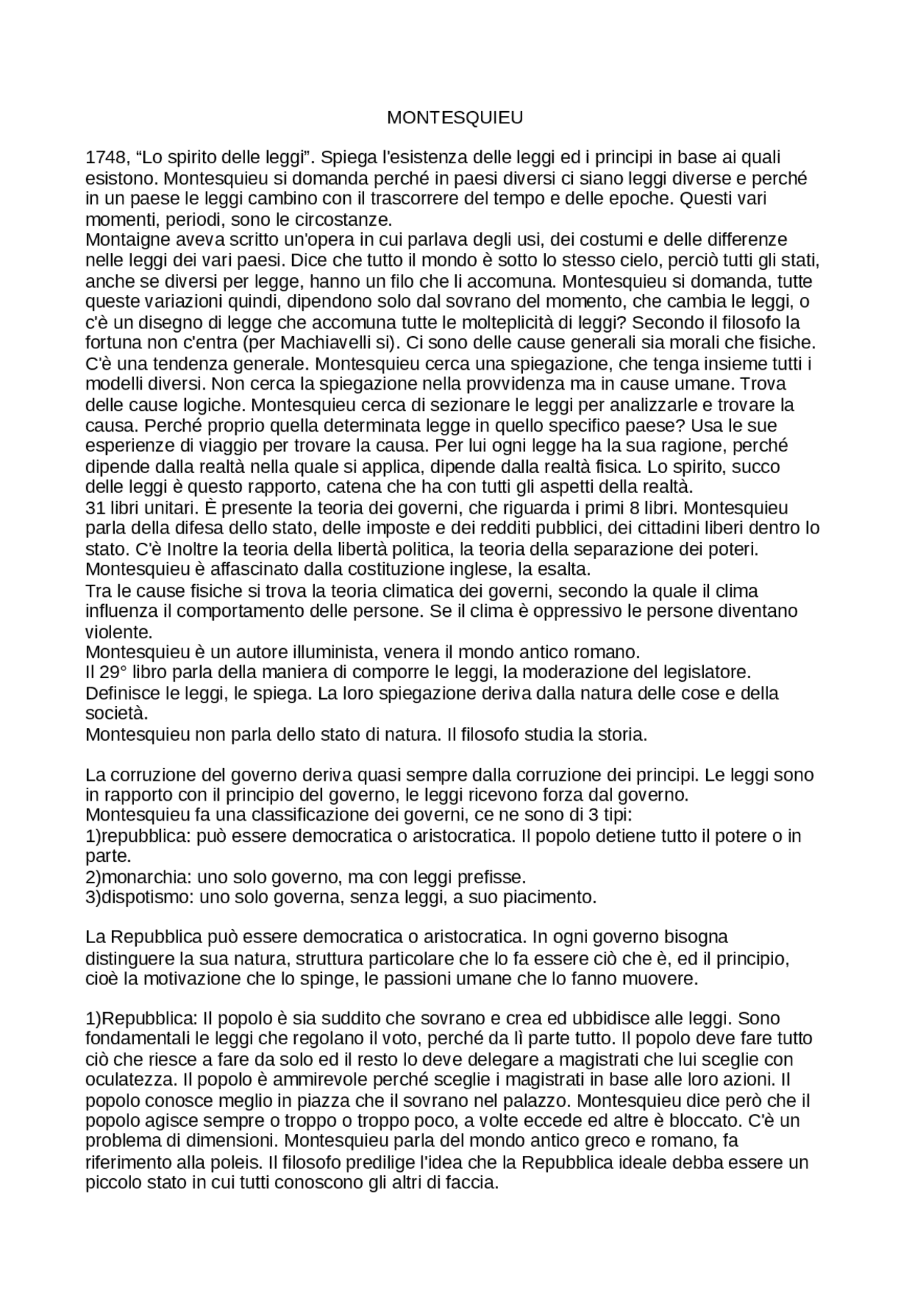 Montesquieu Appunti Professoressa Nacci Unifi Docsity