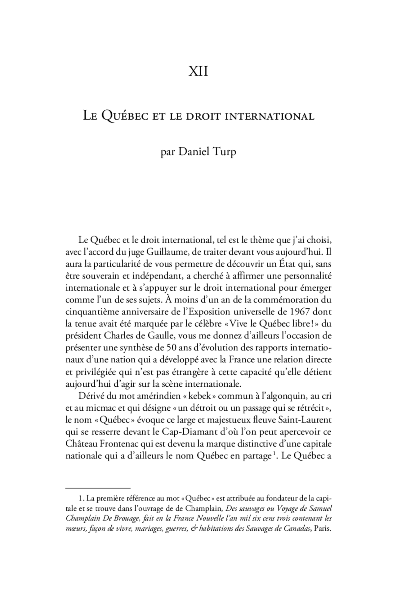 Le Québec Et Le Droit International Docsity