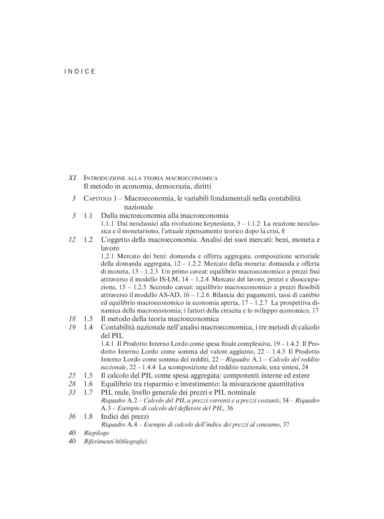Indice Di Macro E Micro Economia Docsity