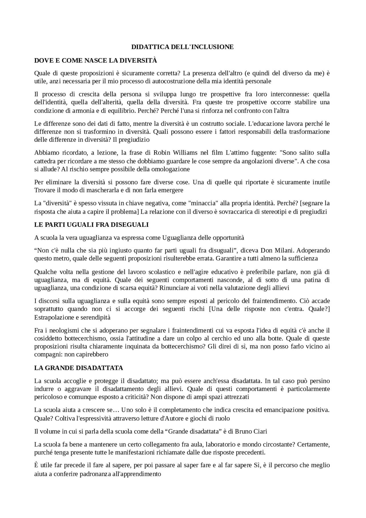 Didattica Dellinclusione Docsity