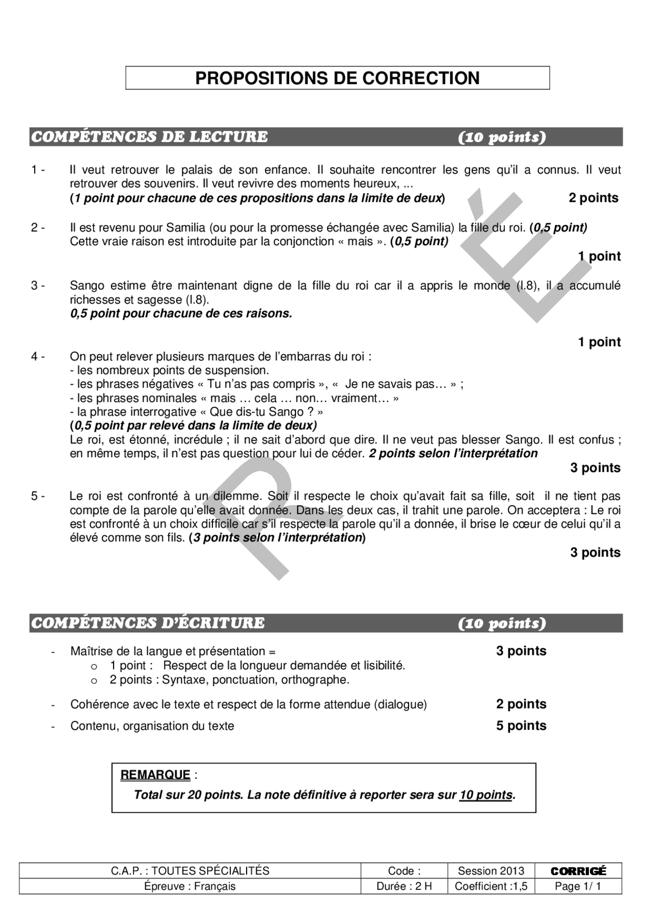 Proposition De Correction Docsity