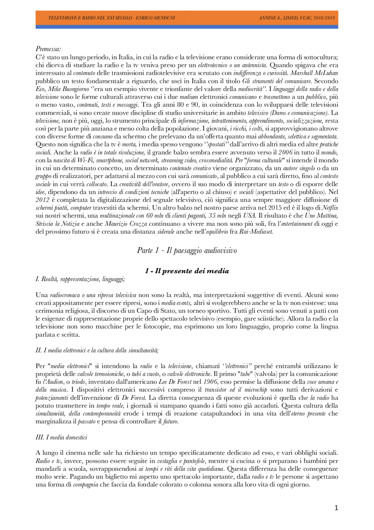 Televisione E Radio Nel Xxi Secolo E Menduni Docsity