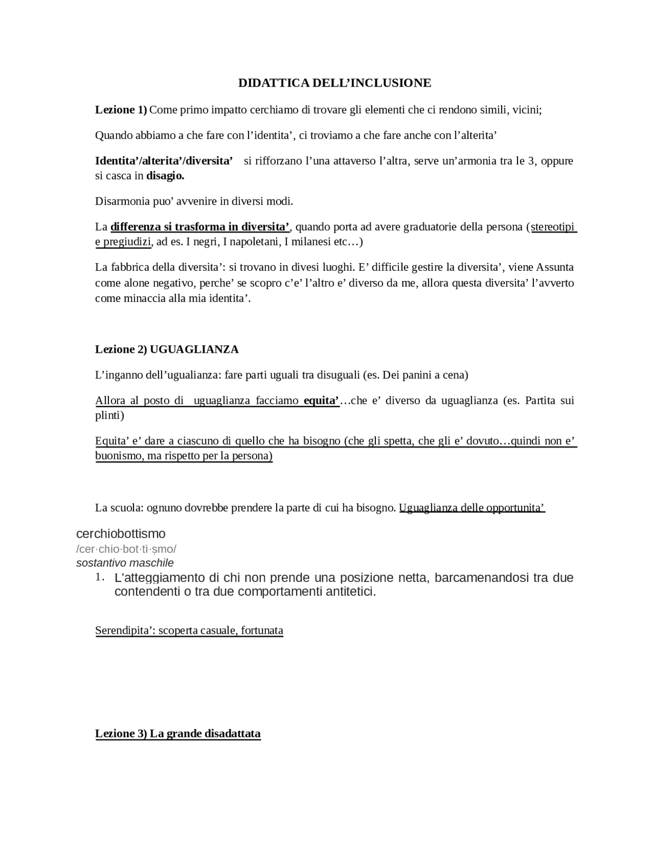 Dispensa Didattica Dellinclusione Pegaso Docsity