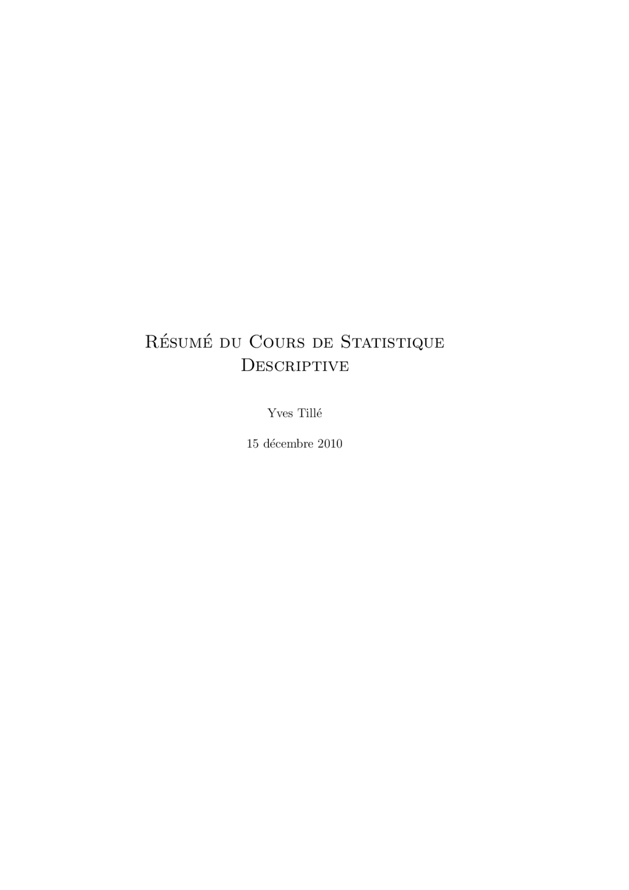 Résumé Du Cours De Statistique Descriptive Docsity