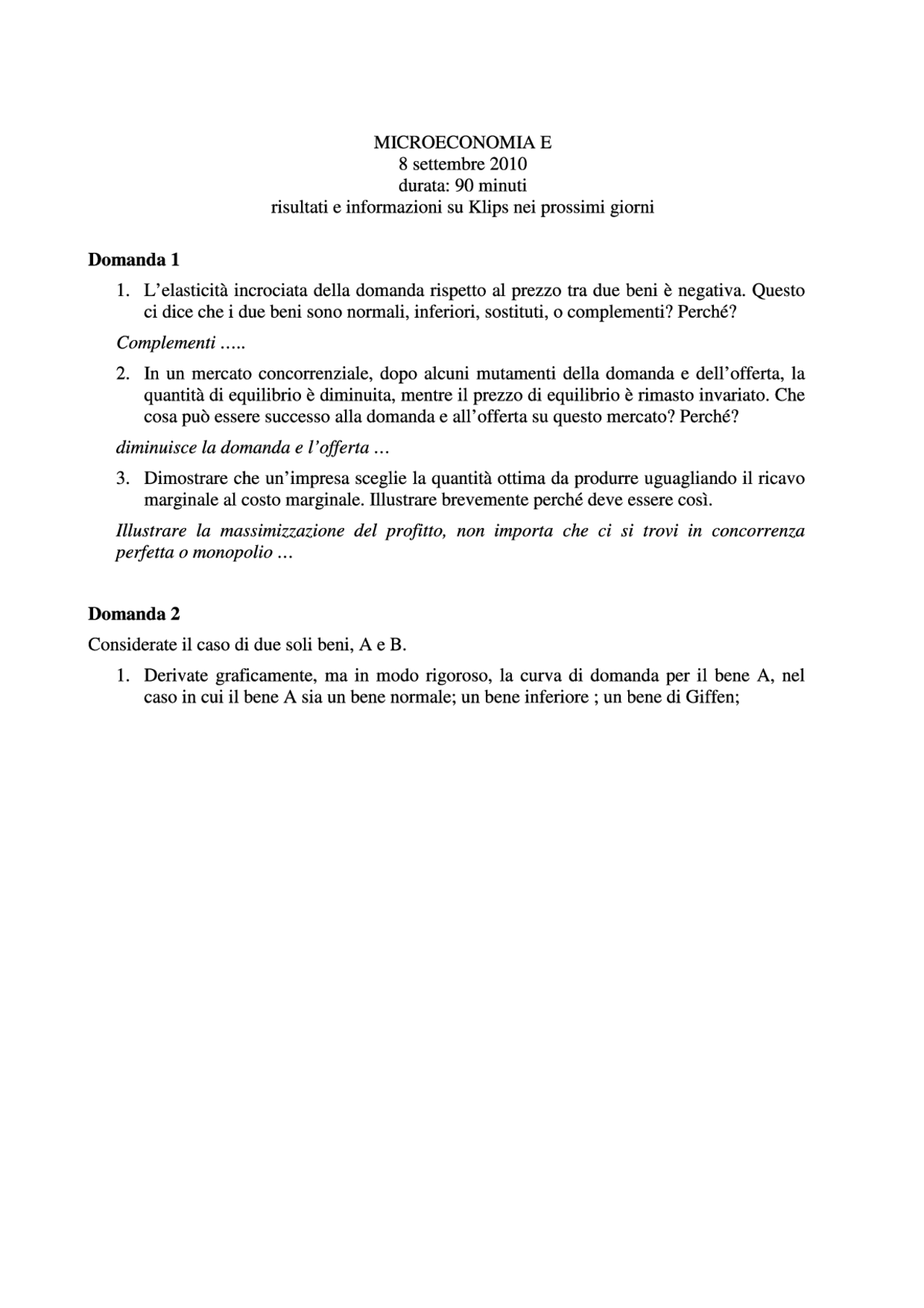 Microeconomia Unito Docsity