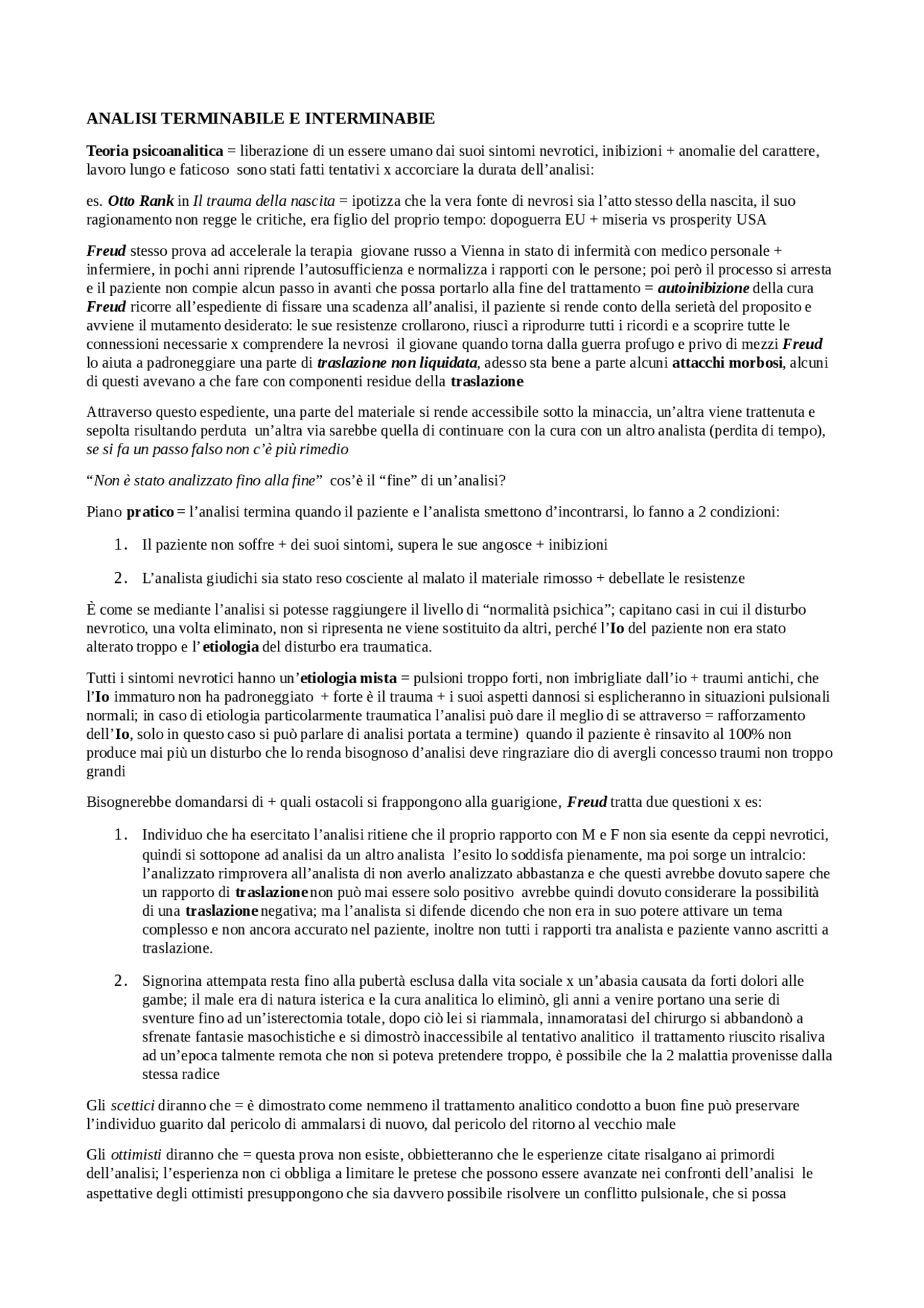 Analisi Terminabile Interminabile Docsity