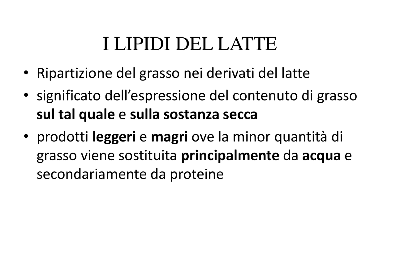 Lipidi Del Latte Caratteriestiche Docsity