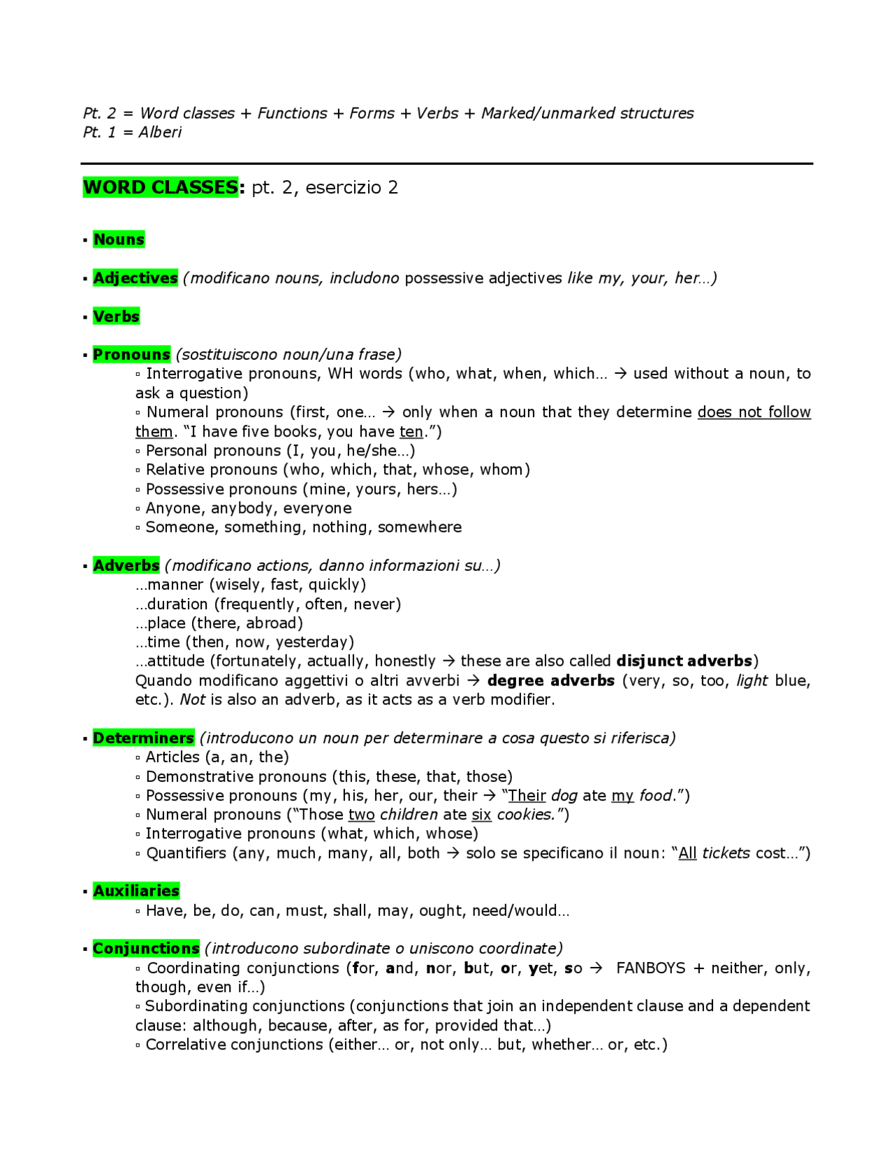 Schemi Modulo Teorico Inglese Ii Docsity