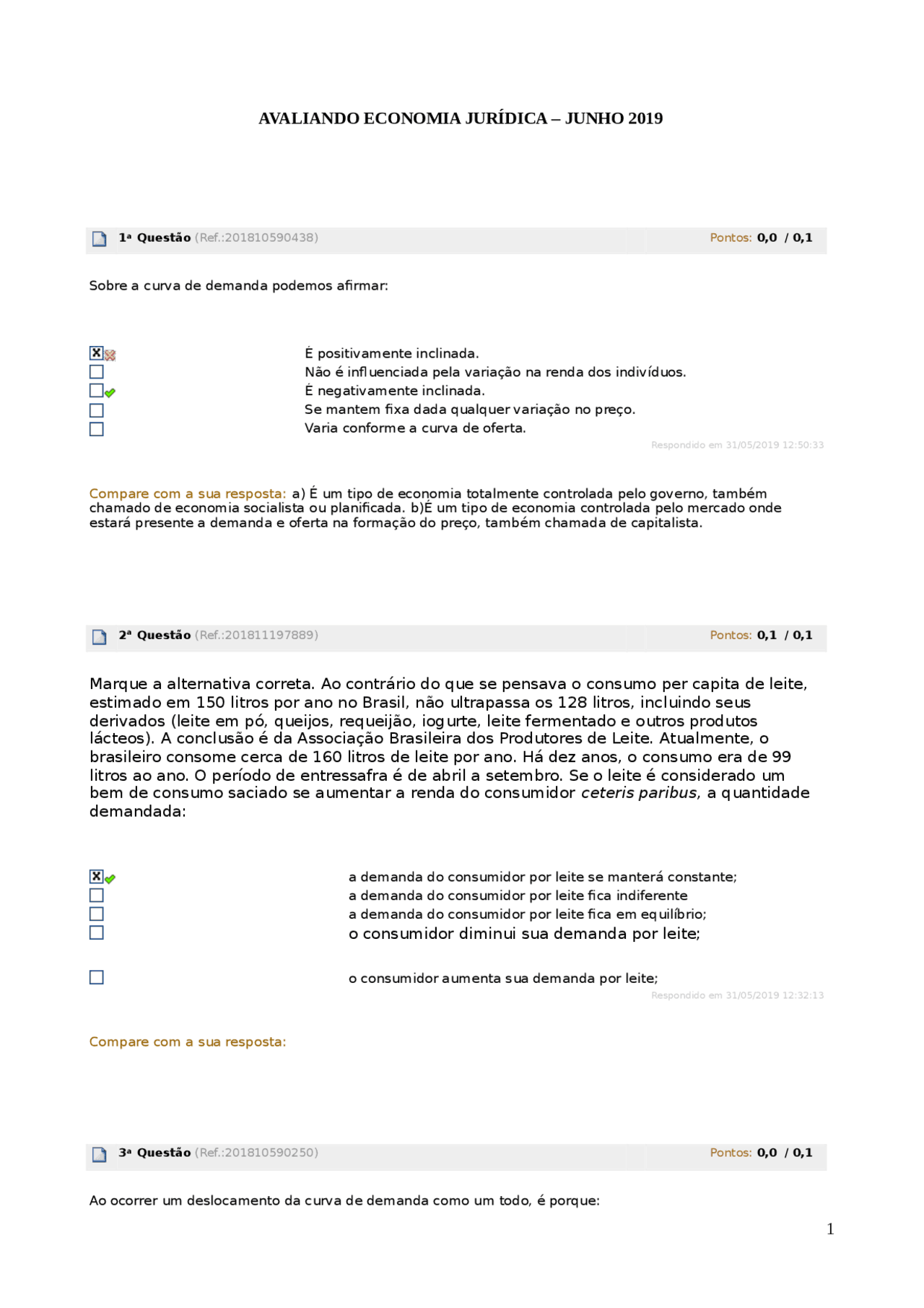 Avaliando O Aprendizado Exercices Economie Politique Docsity