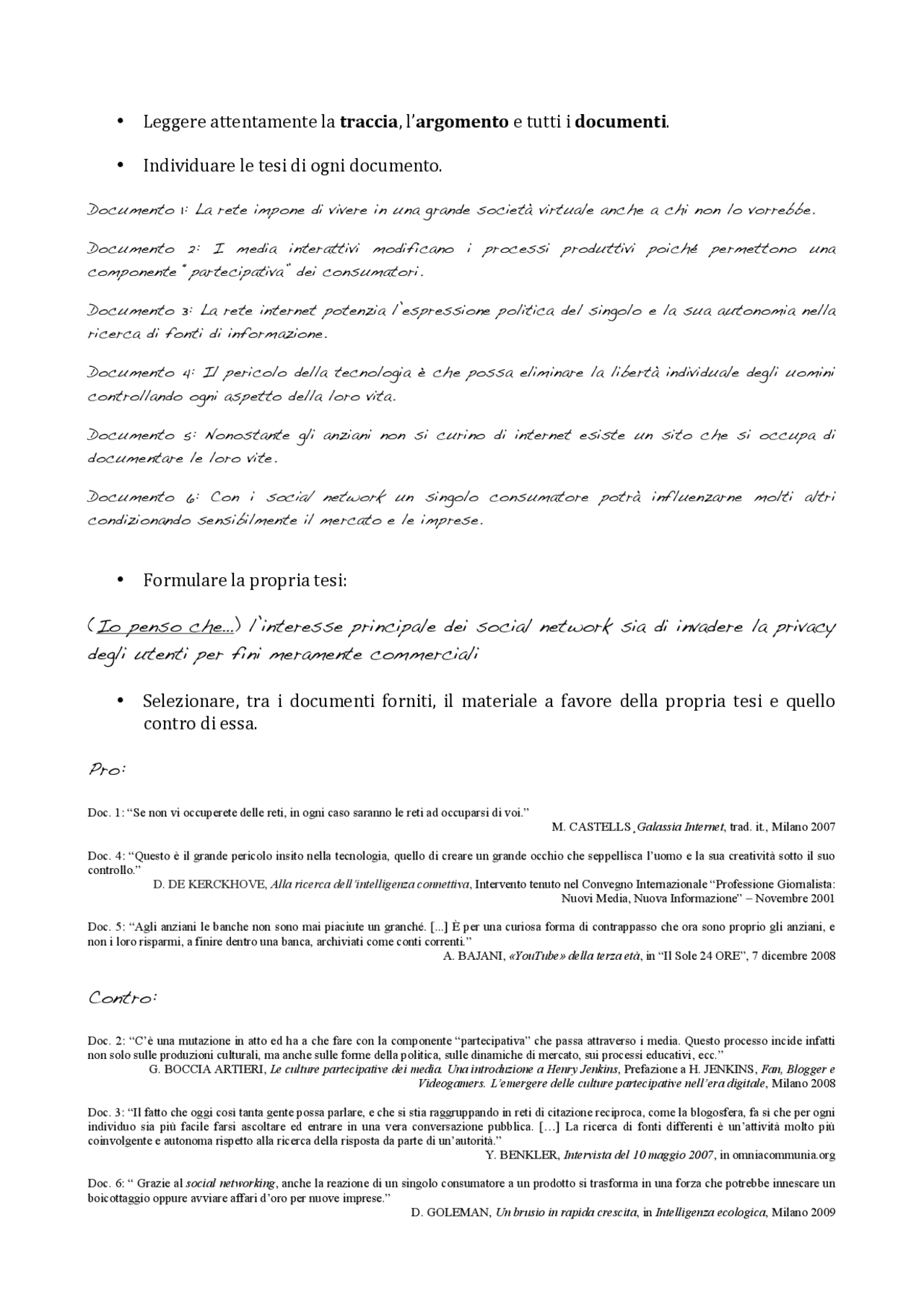 Saggio Breve Maturità Esercizi Di Italiano Docsity
