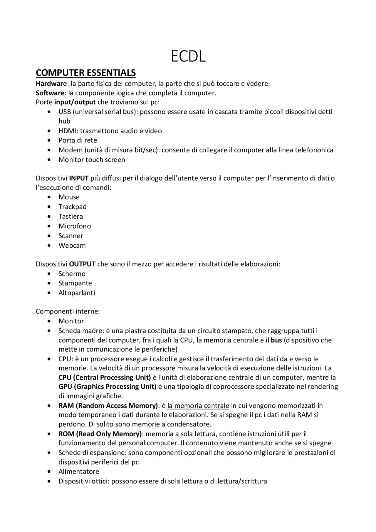 Appunti Per Esame Informatica Docsity