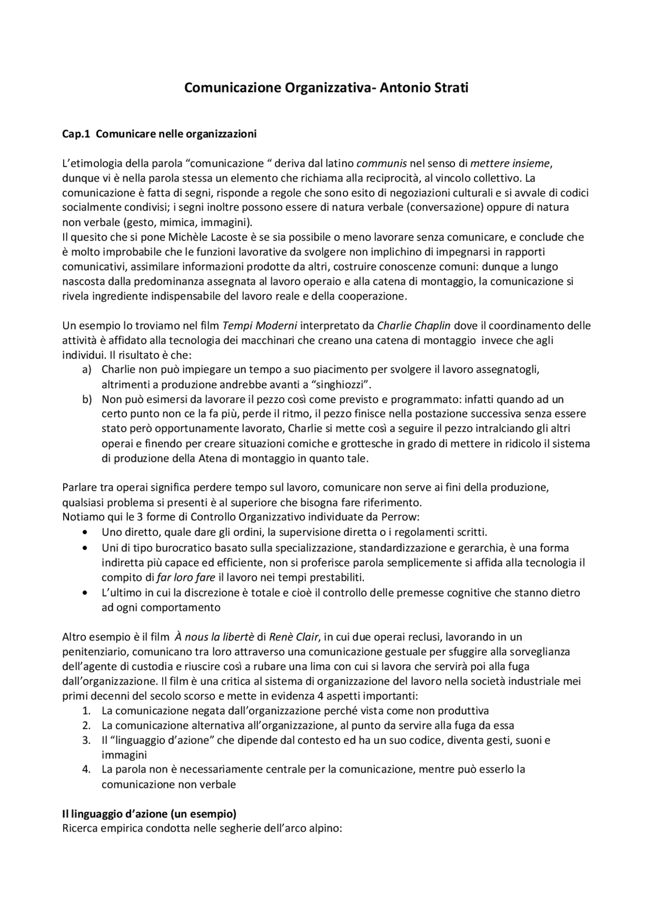 Comunicazione organizzativa Antonio strati - Docsity