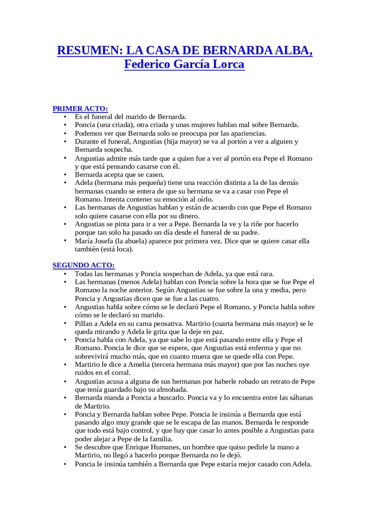 La casa de bernarda alba - Docsity