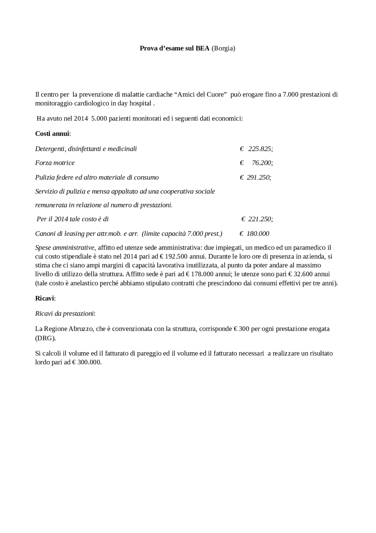 Esercizi Fulldirect Cost E Budget Docsity