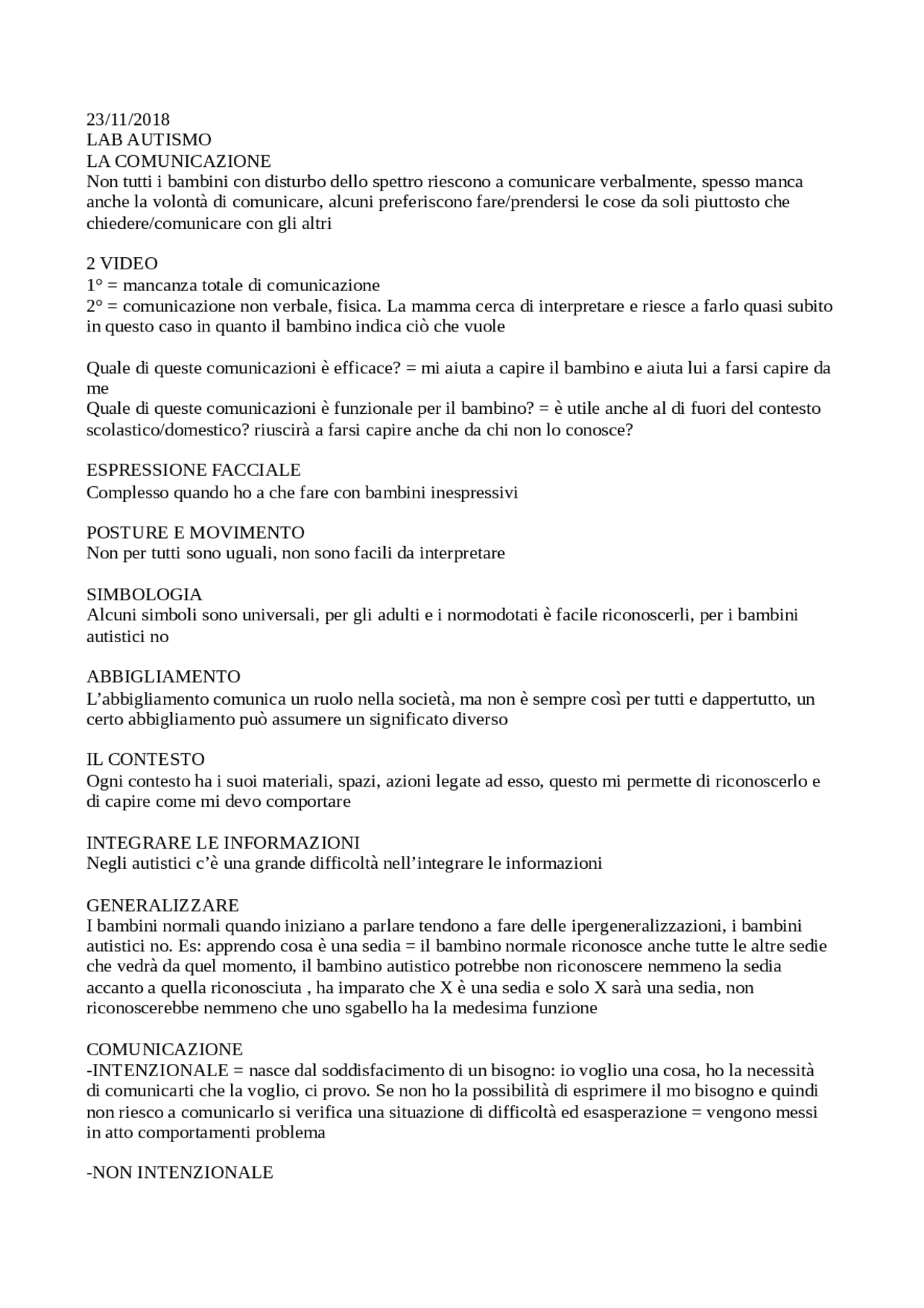 Appunti Pratici Sullautismo Docsity