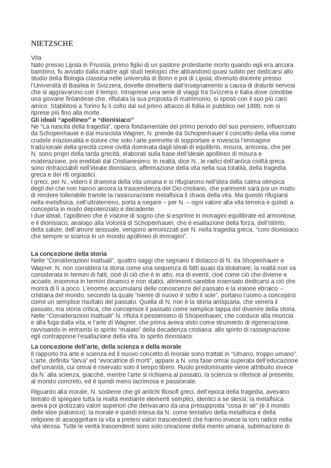 Appunti Su Nietzsche Docsity