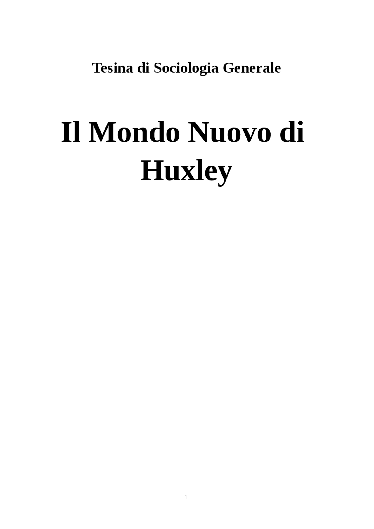 Tesina Sociologia Generale Brave New World Docsity