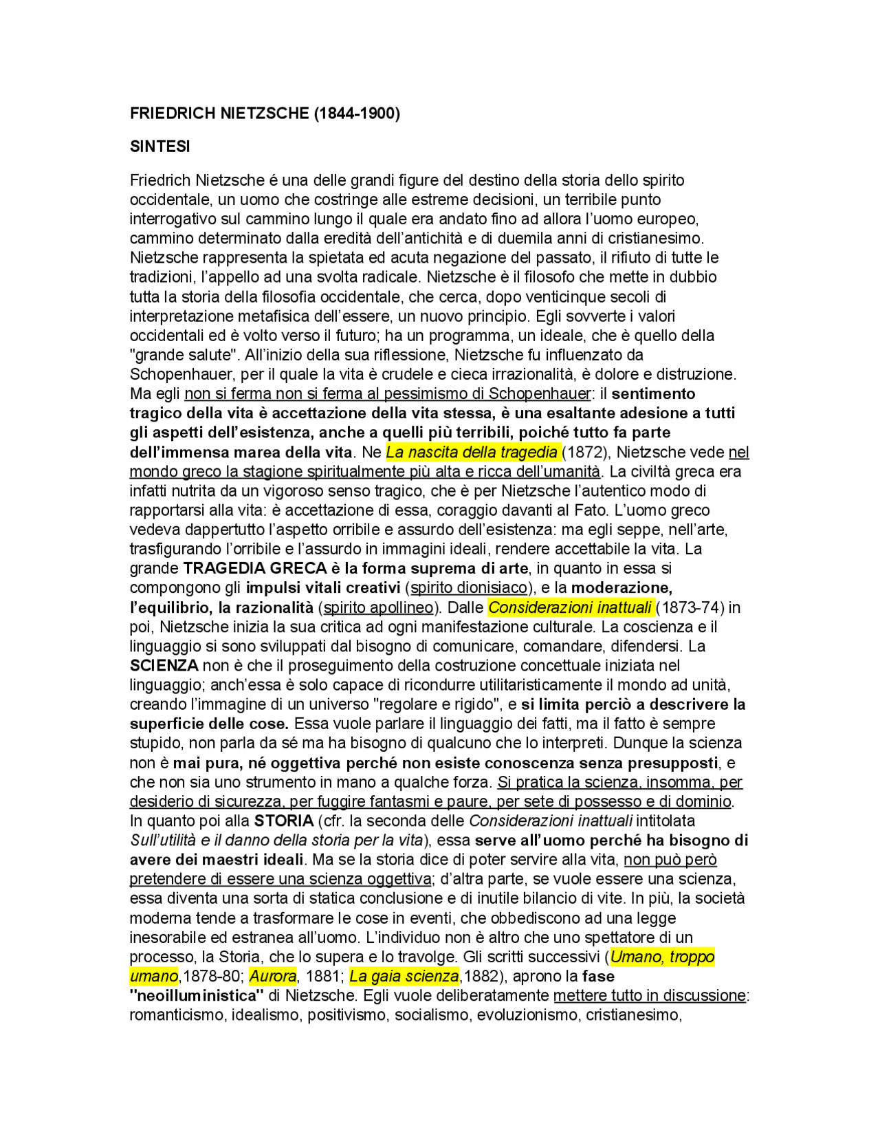 Riassunti Nietzsche Pdf Appunti Di Filosofia Docsity