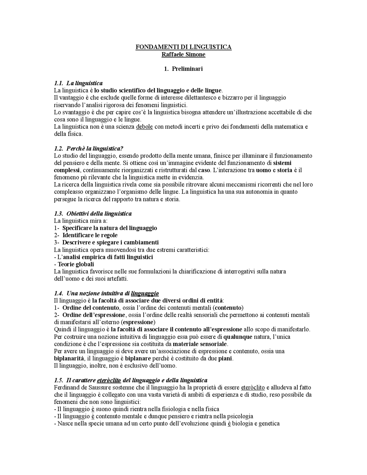 Fondamenti Di Linguistica R Simone Docsity