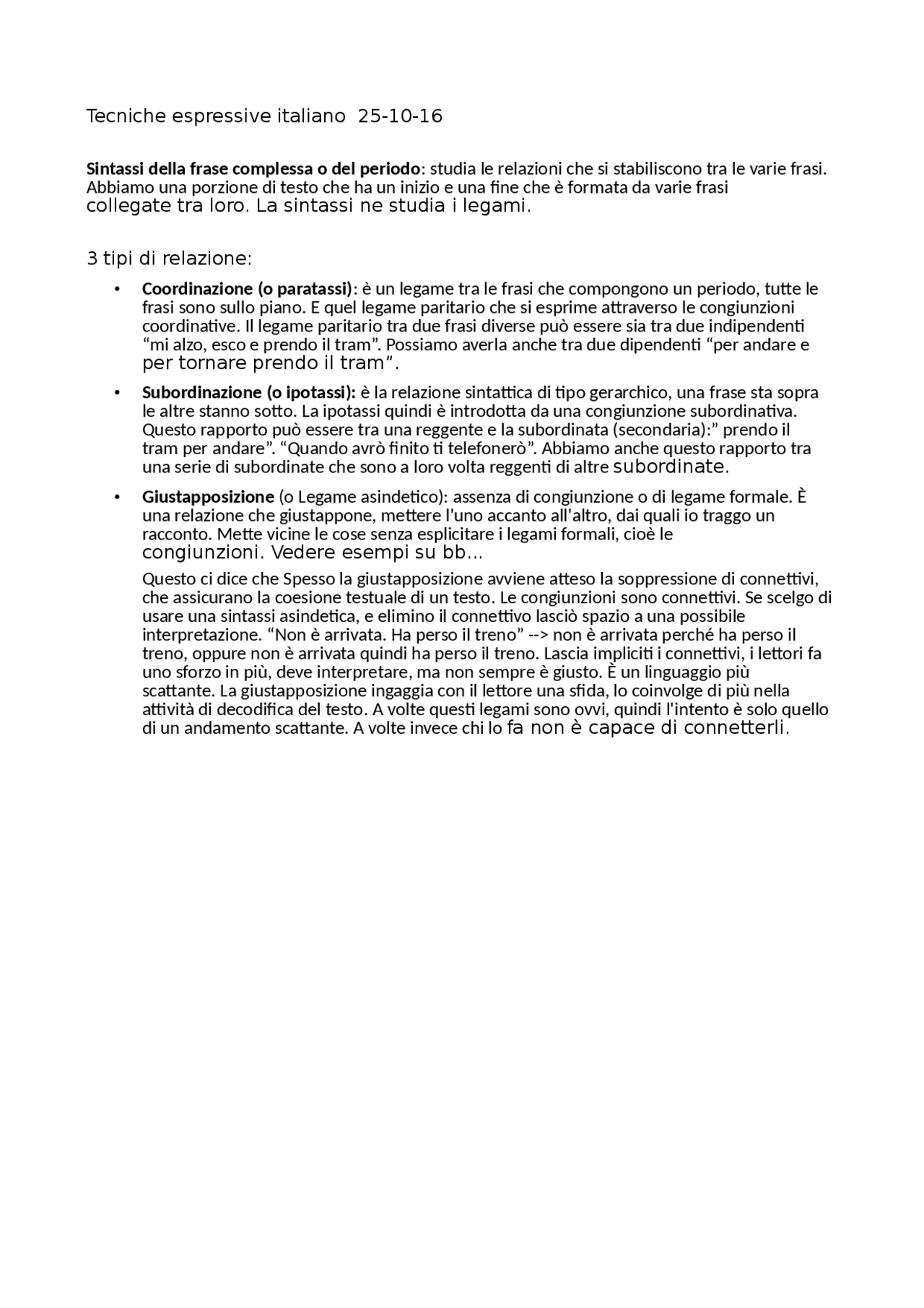 Tecniche Espressive Dellitaliano La Sintassi Docsity