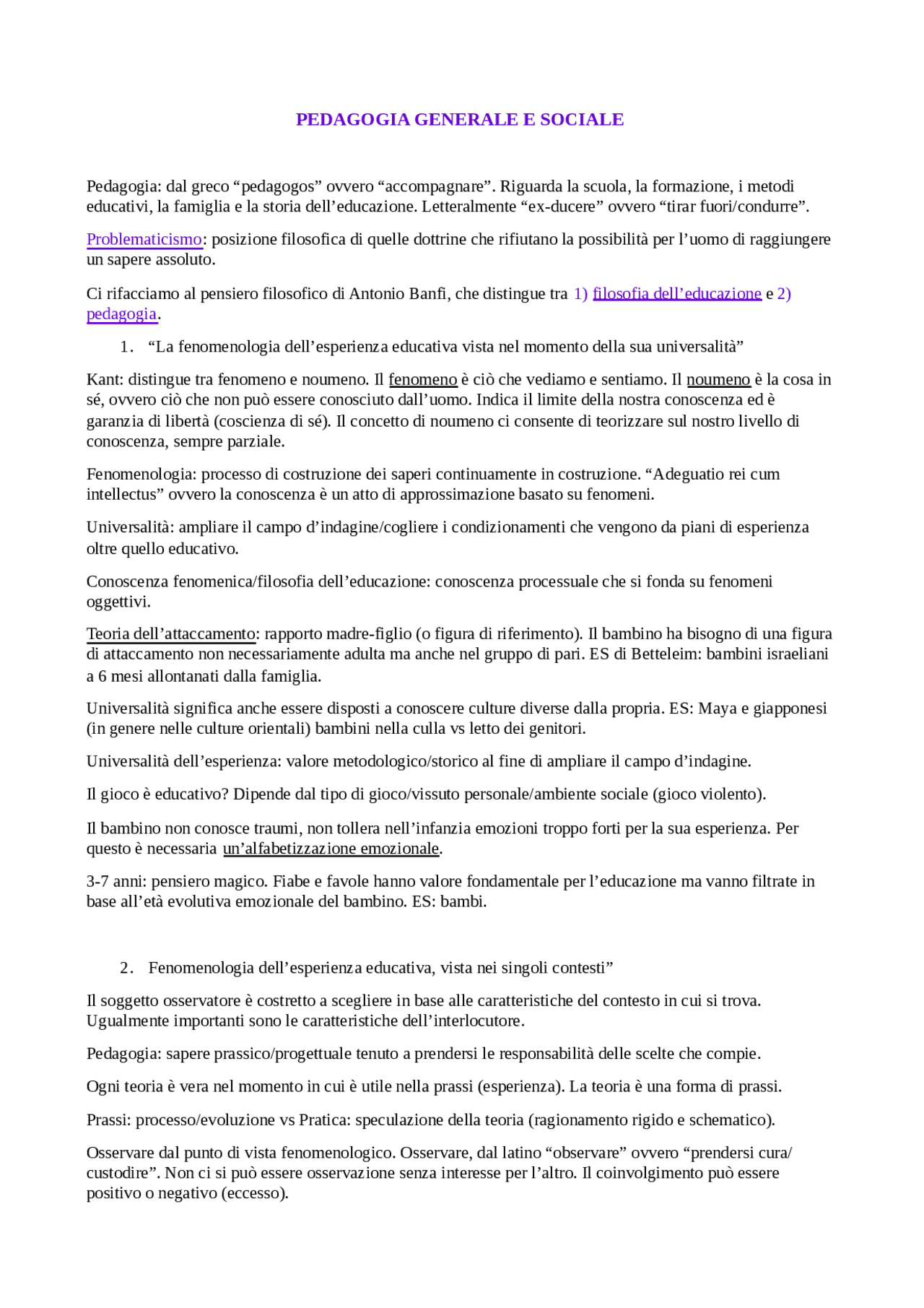 Appunti Pedagogia Generale E Sociale Docsity