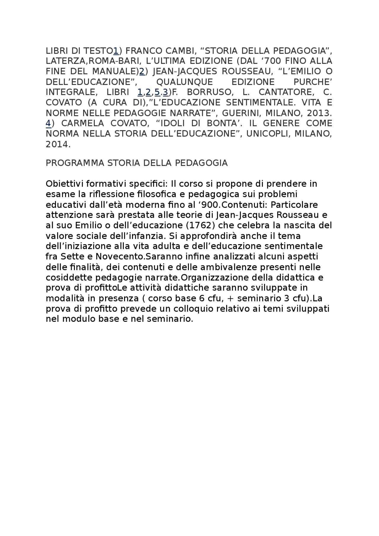 Storia Della Pedagogia Docsity