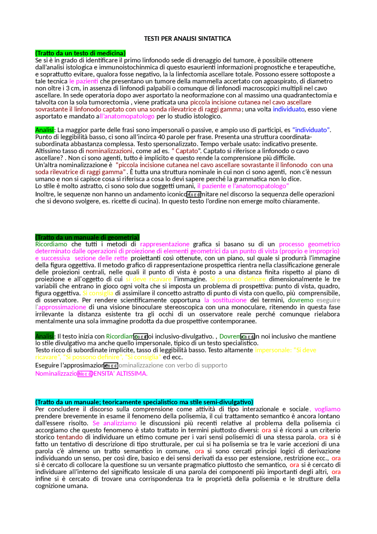 Esempio Di Analisi Lessicale Docsity