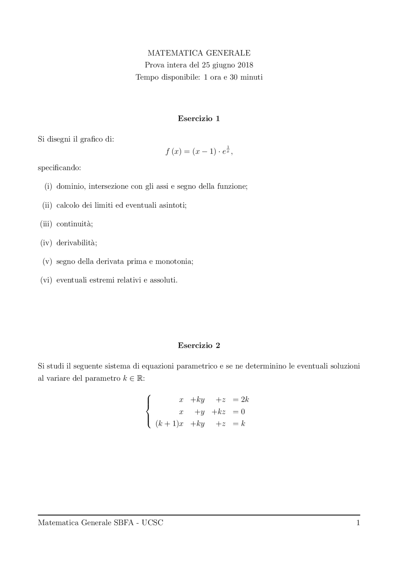 Matematica Generale Docsity