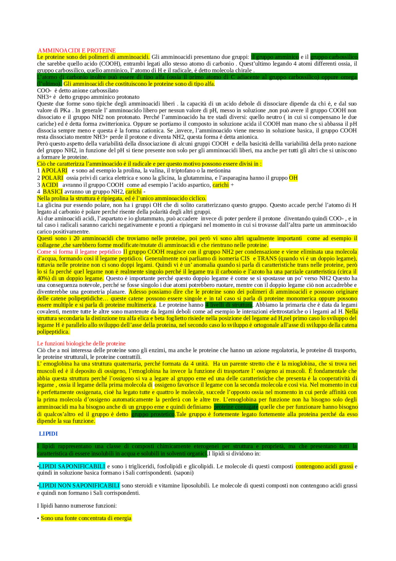 Esame Di Biochimica Docsity
