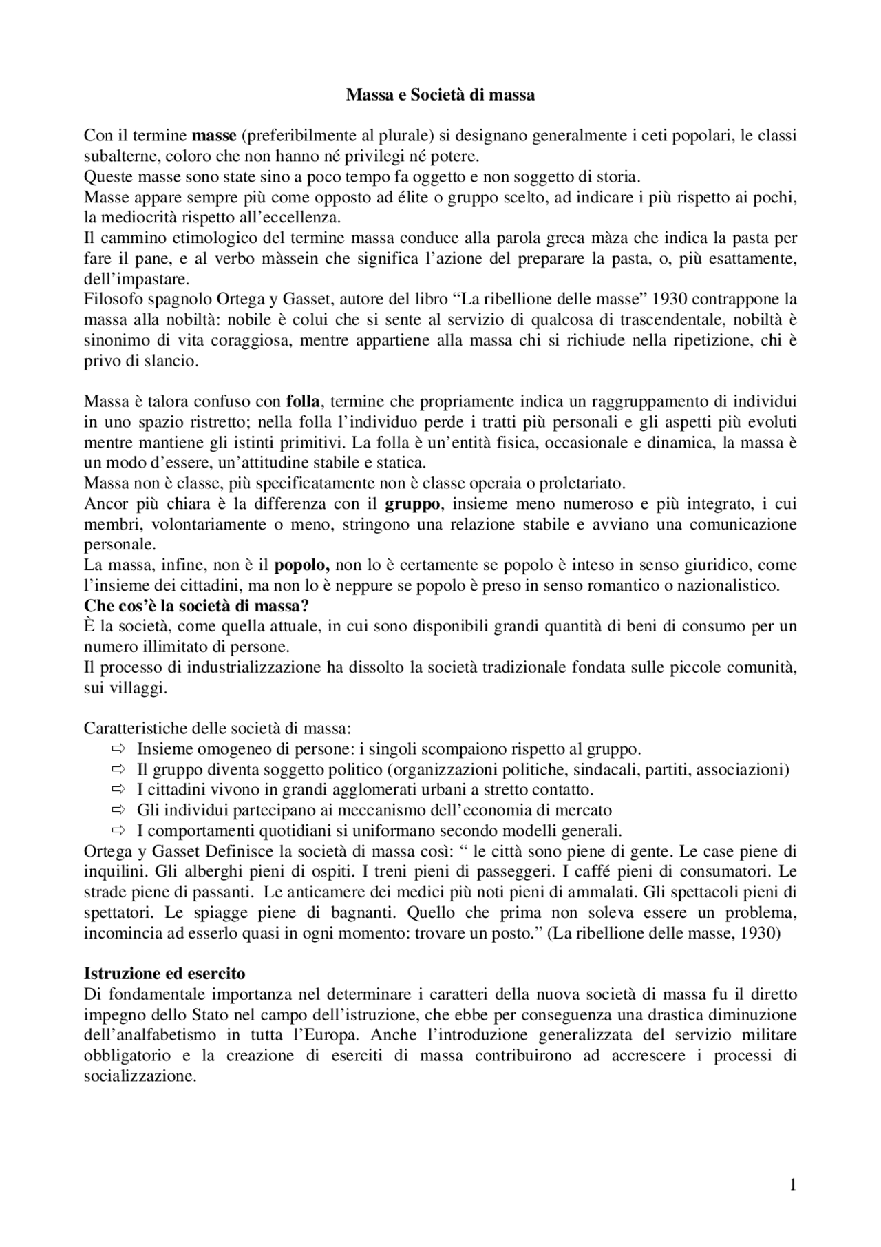 Le Società Di Massa Docsity
