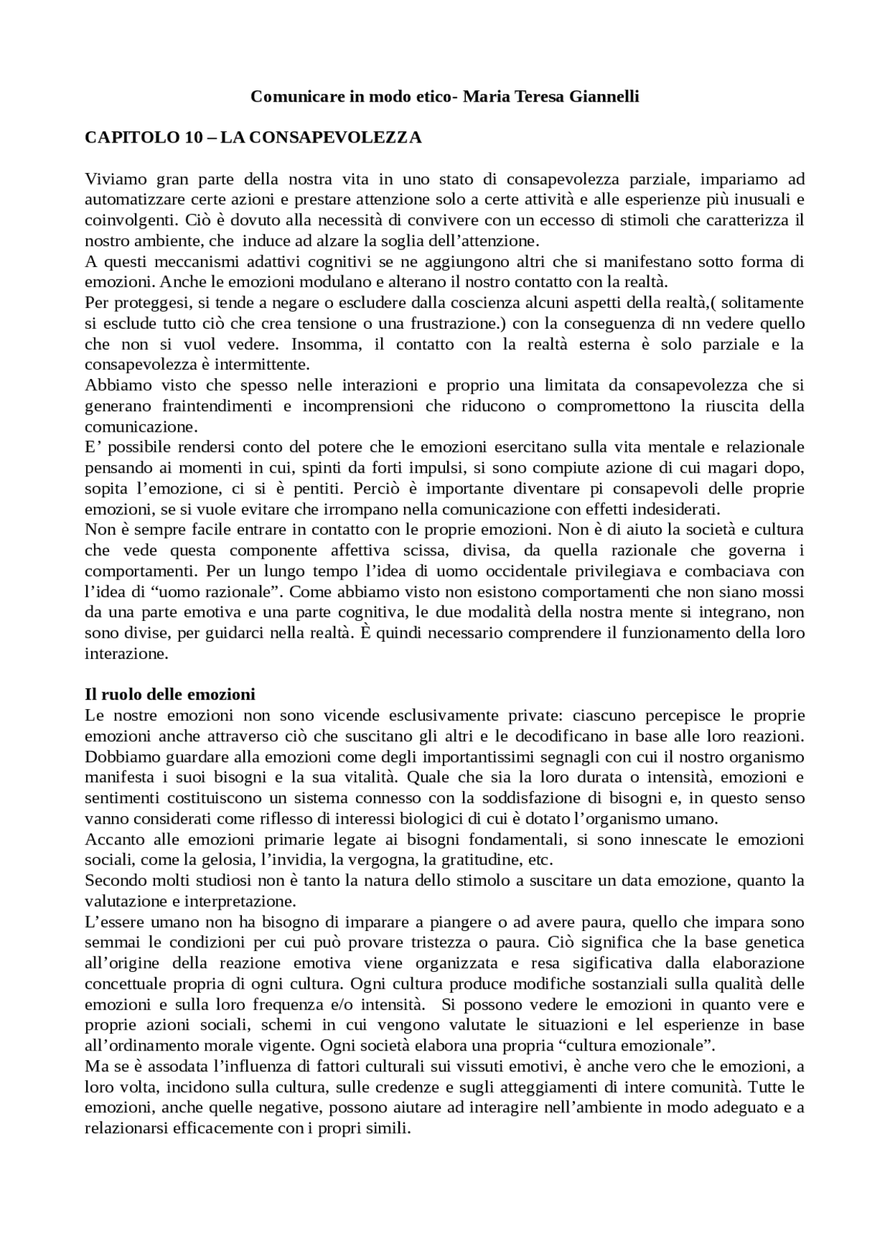 Comunicare In Modo Etico Riassunto Capitolo 10 Docsity