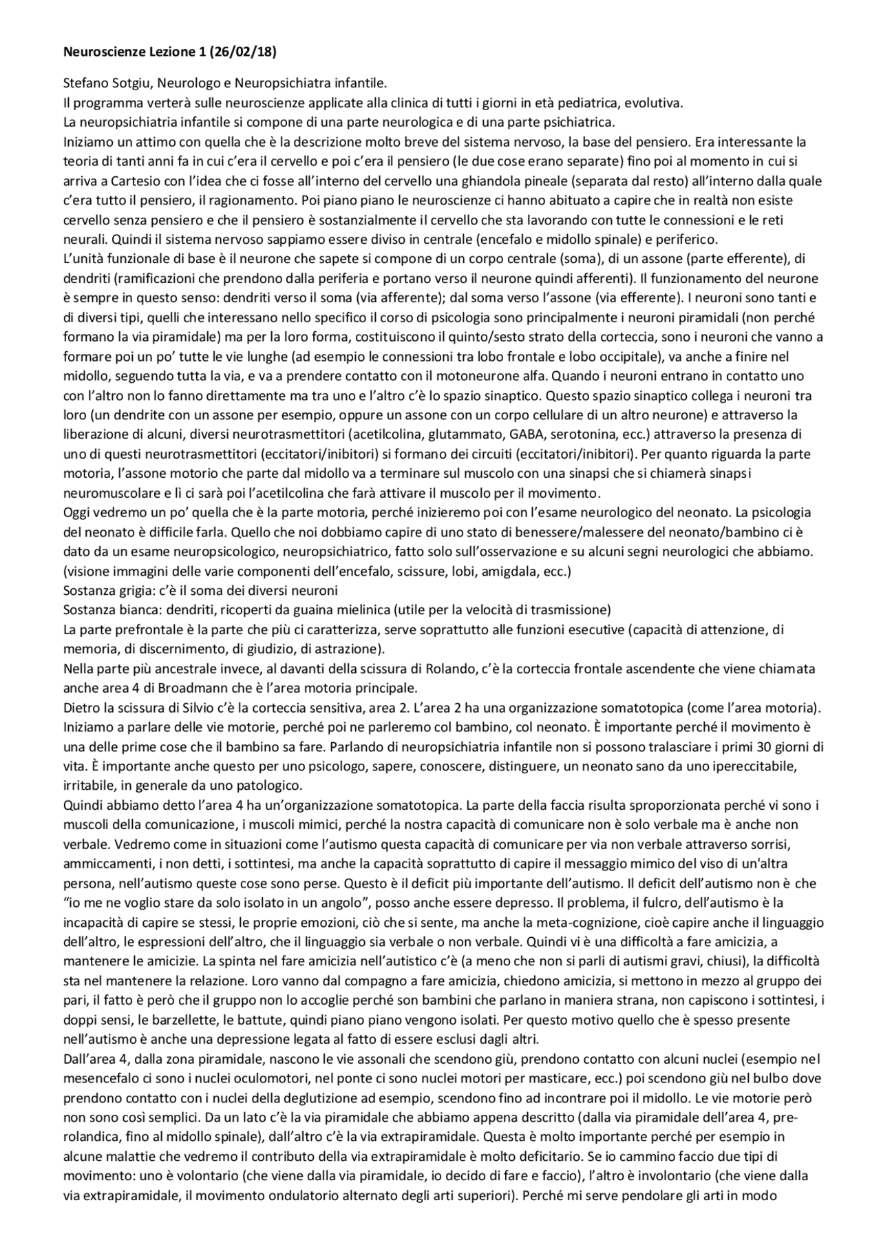 Neuropsichiatria Infantile Lezione 1 Docsity