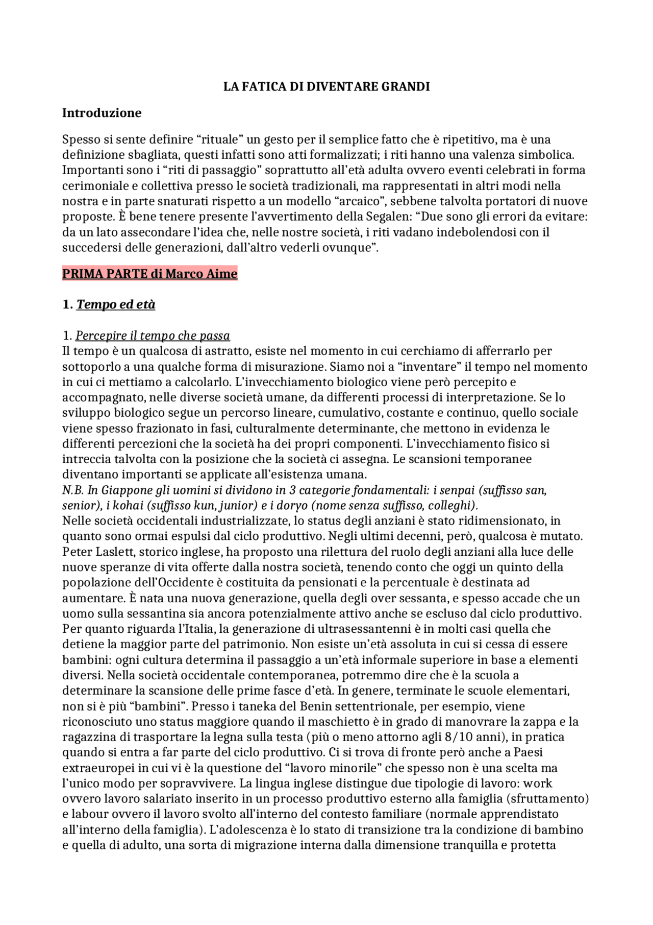 La Fatica Di Diventare Grandi Docsity