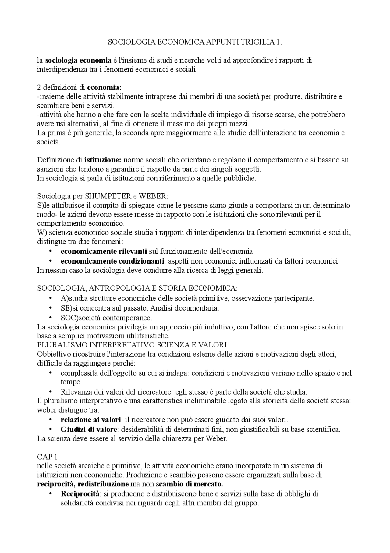 Sociologia Dello Sviluppo Trigilia 1 Docsity