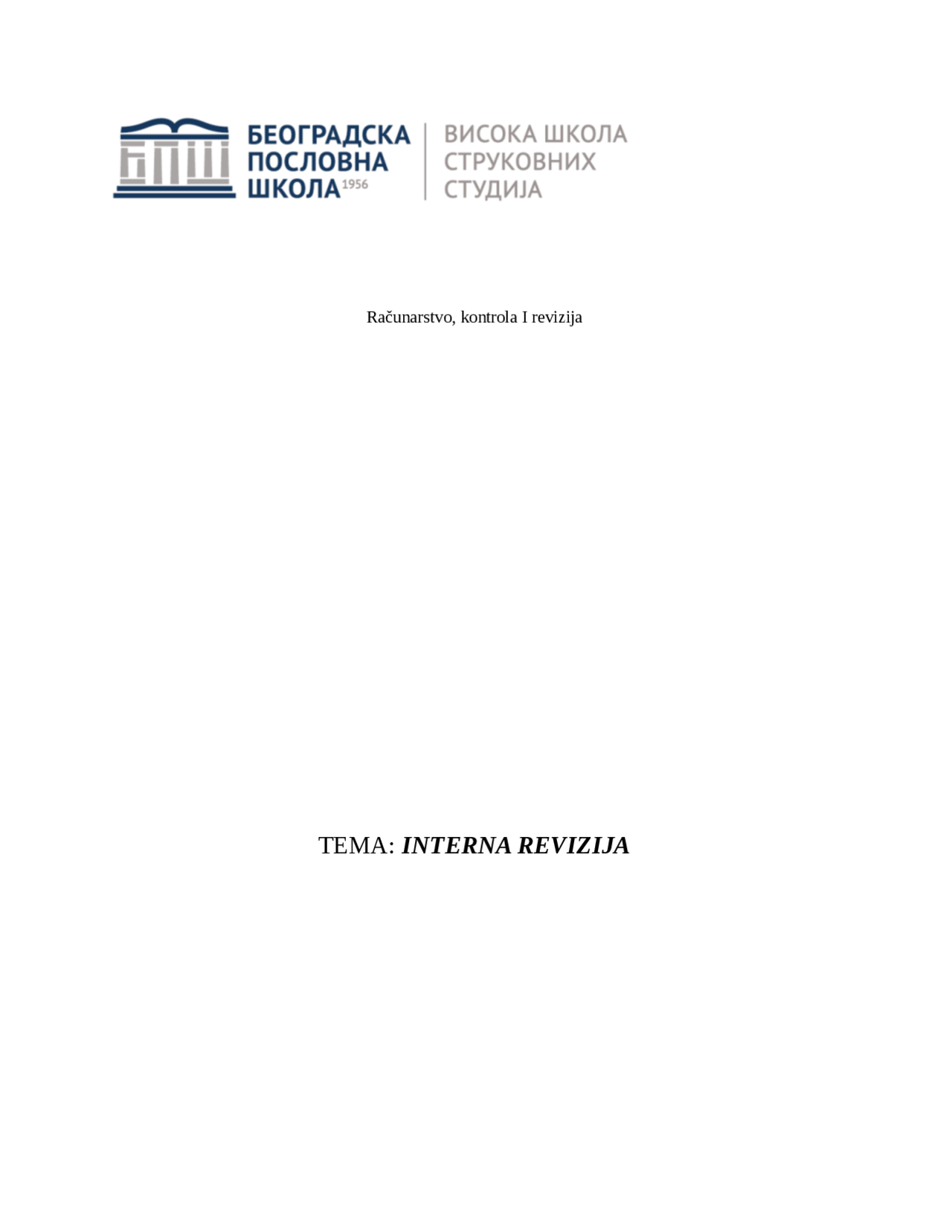Finansijska revizija INTERNA REVIZIJA | Esej' predlog Javne finansije ...