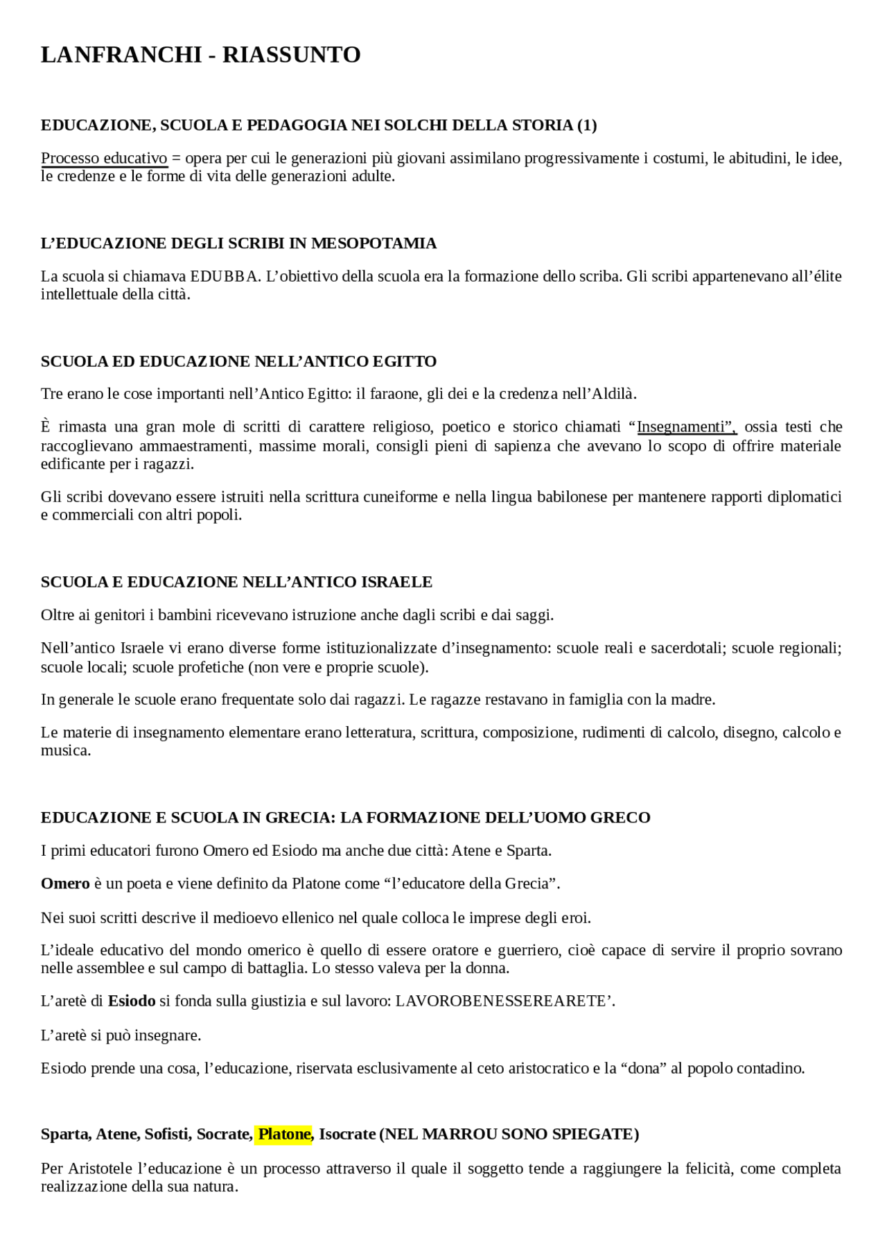 Super Riassunto Relativo A Tutto Il Programma Docsity