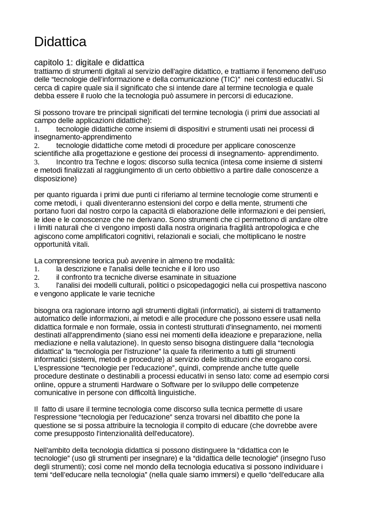 Riassunto Capitoli Di Didattica Docsity