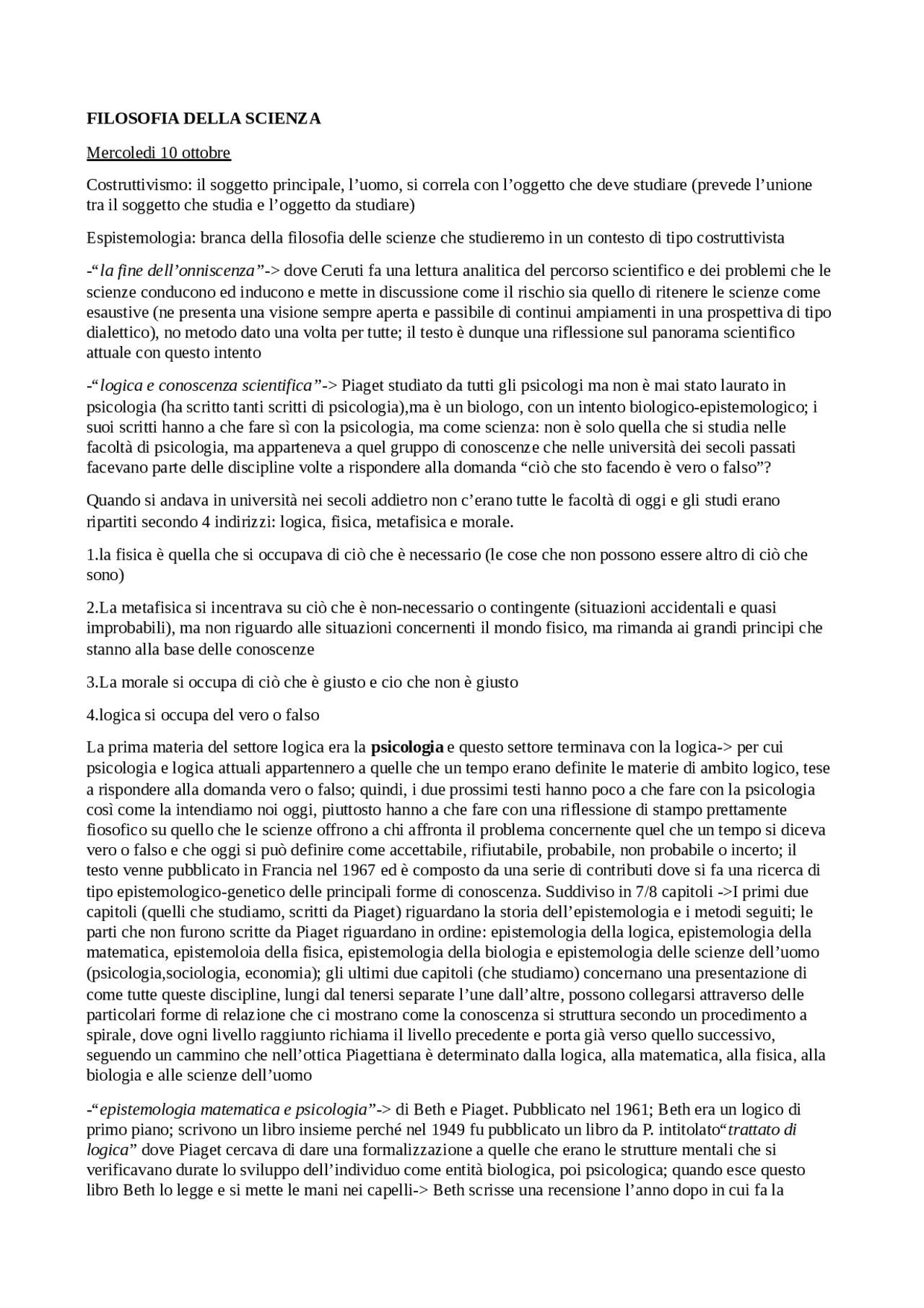 Appunti Di Filosofia Della Scienza Docsity
