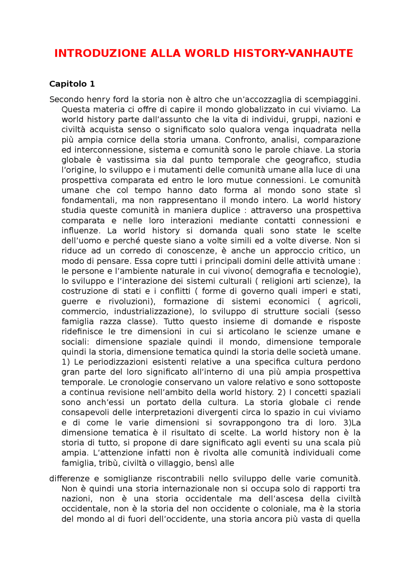 Riassunto Introduzione Alla World History Di Vanhaute Docsity