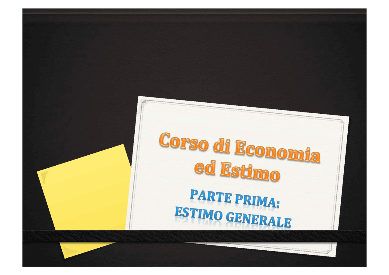 Estimo Generale - appunti e note - Docsity
